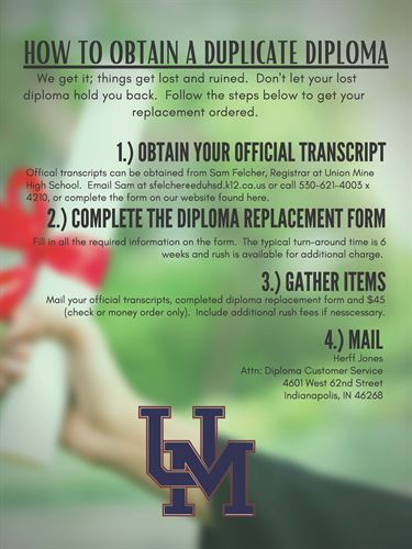 Union Mine High School - Duplicate Diploma Info